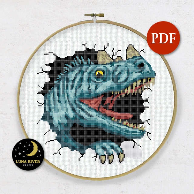 Dinosaur Cross Stitch Pattern Set Set of 3 Instant | Etsy