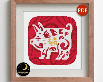 12 Pattern Set Chinese New Year Zodiac Cross Stitch Charts - Etsy