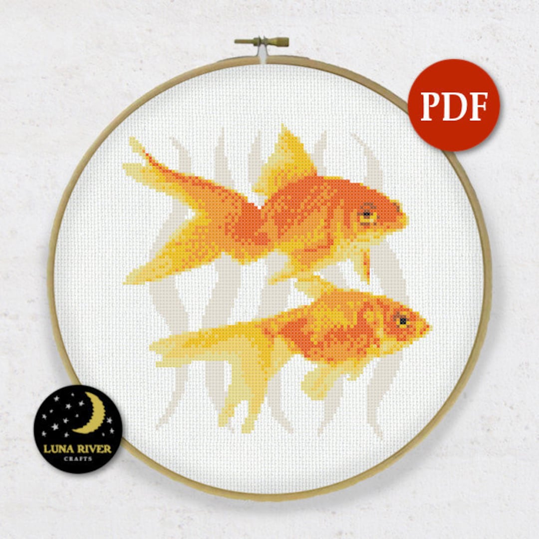 Goldfish Counted Cross Stitch Pattern - Instant Download - Lucky ...
