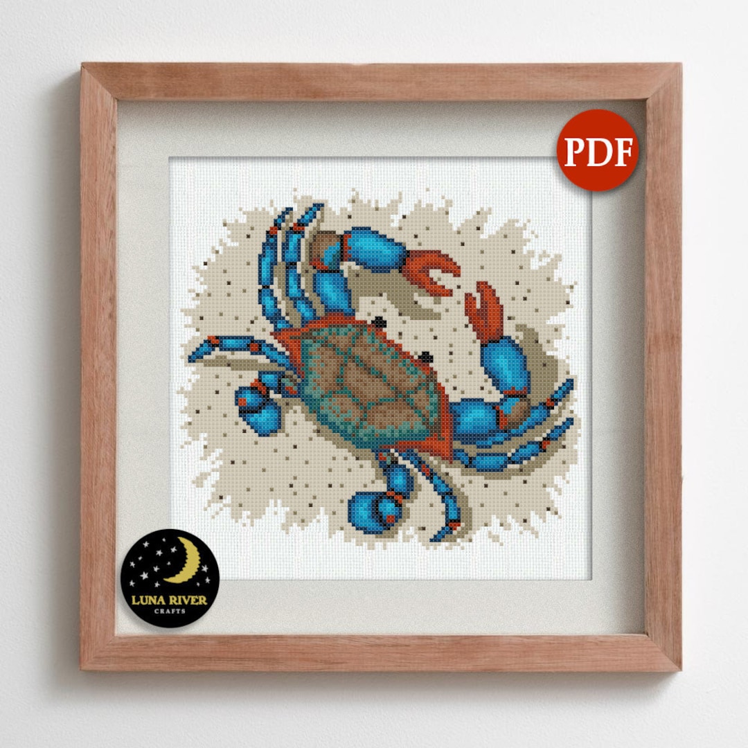 Blue Crab Cross Stitch Pattern - Instant Download - Modern Pattern PDF ...
