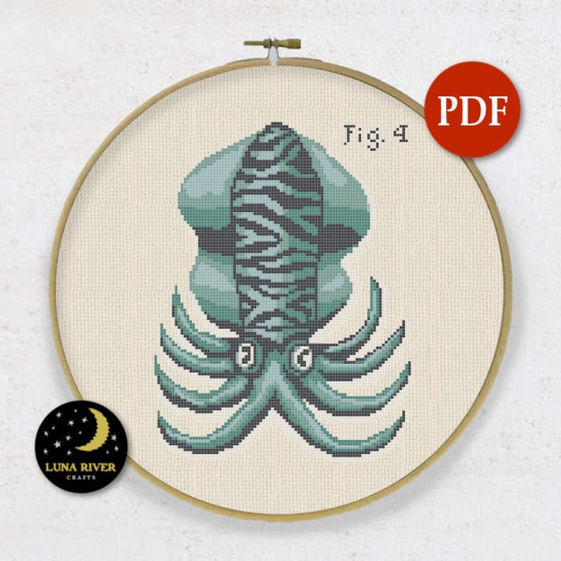 Cuttlefish Cross Stitch Pattern Instant Download Pattern - Etsy