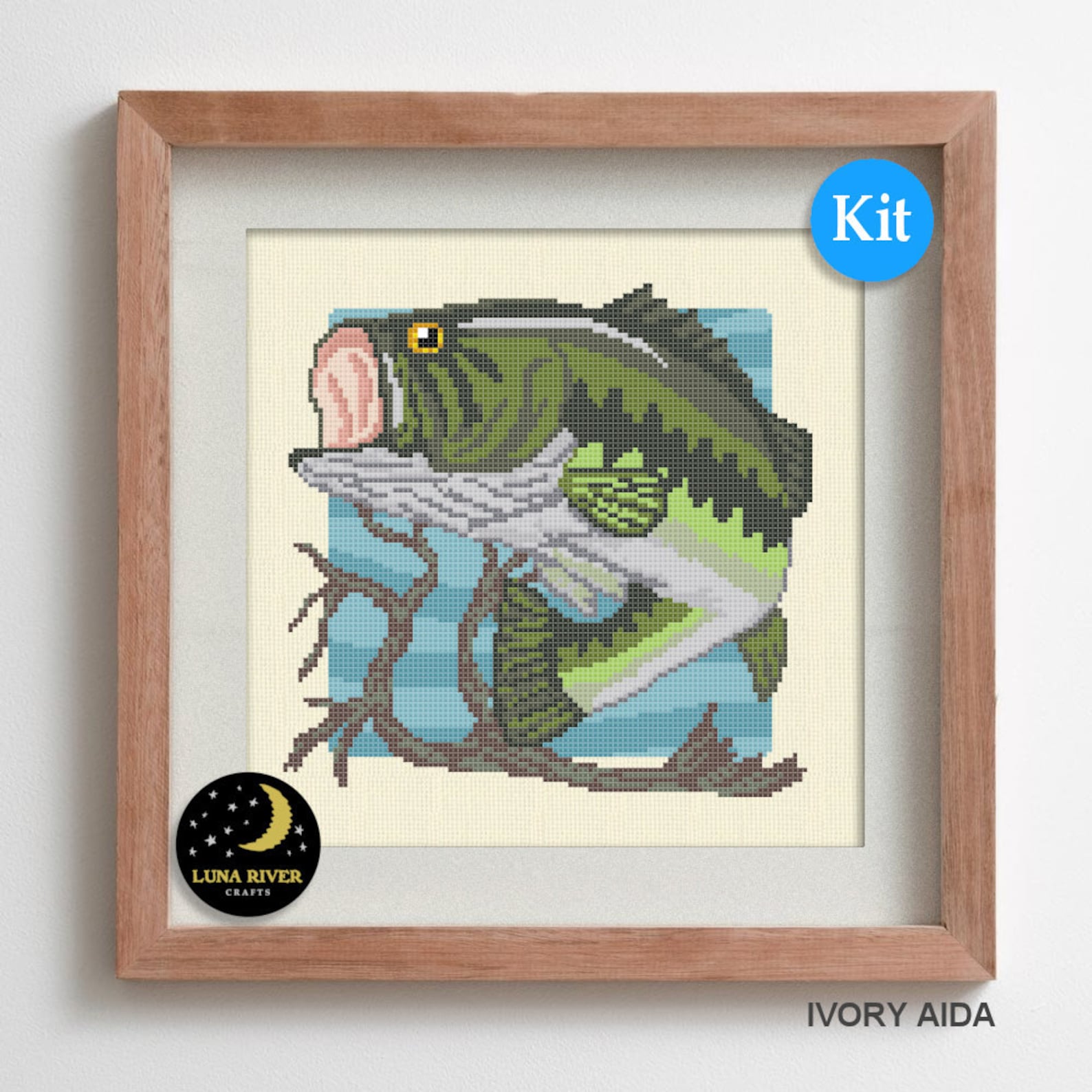 Bass Cross Stitch KIT Fish Embroidery KIT Largemouth Bass | Etsy