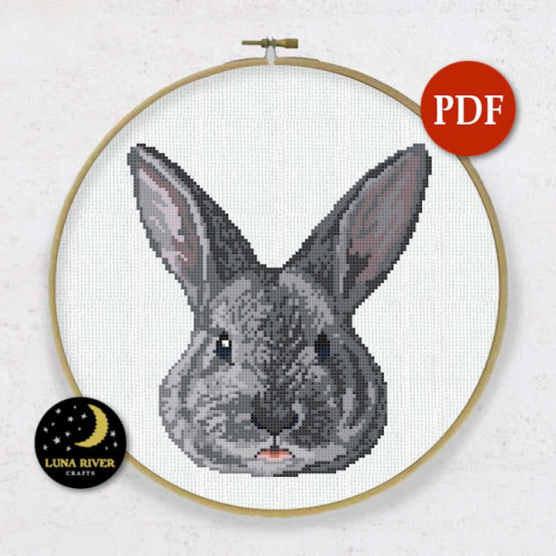 Rabbit Cross Stitch - Etsy