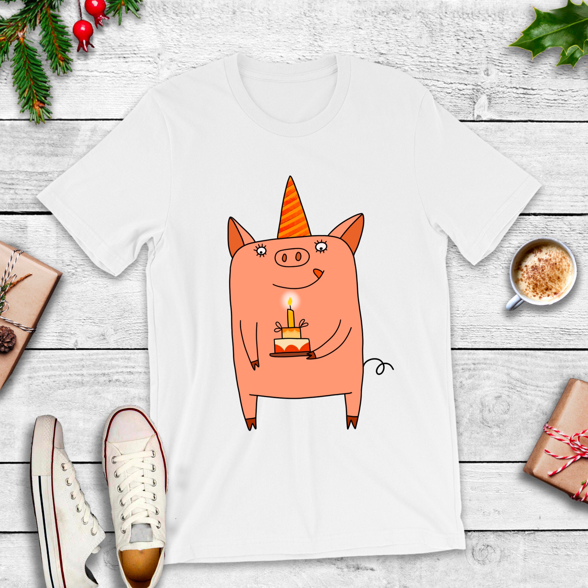 Pig Birthday Cartoon/ Pig PNG, Instant Download, Animals Download, Pig ...