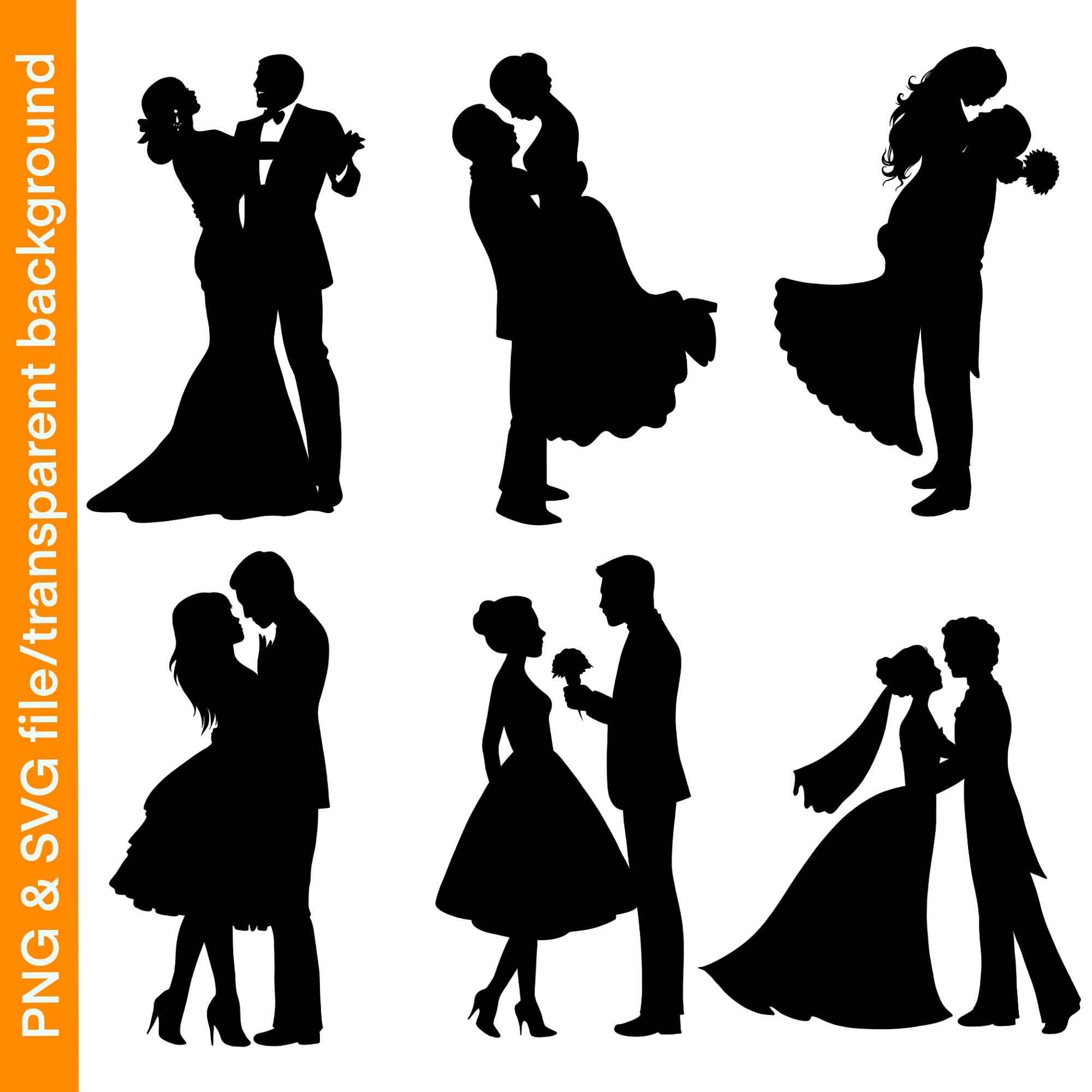 Wedding Couple Png And Svg Couple Silhouette Woman And Man Etsy