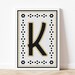 Letter K Mosaic Art Print Vintage Tile Letter Design Black & - Etsy