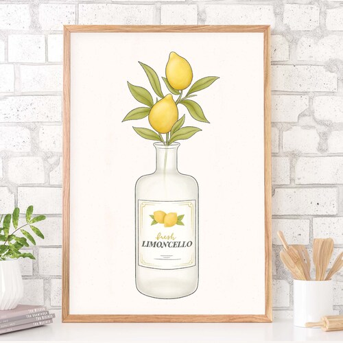 Liquor & Lemons Art Print Limoncello Wall Art Bar Art - Etsy
