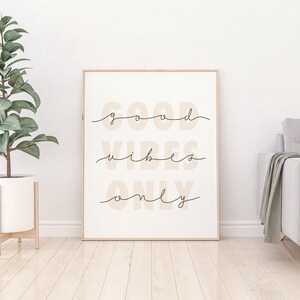 Good Vibes Only Art Print Boho Art Print Minimalist Quote | Etsy