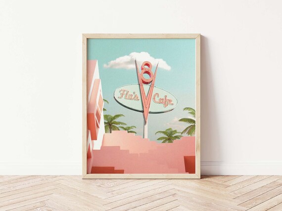 Retro Travel Poster Retro Cafe Print Travel Photo Art Photo | Etsy