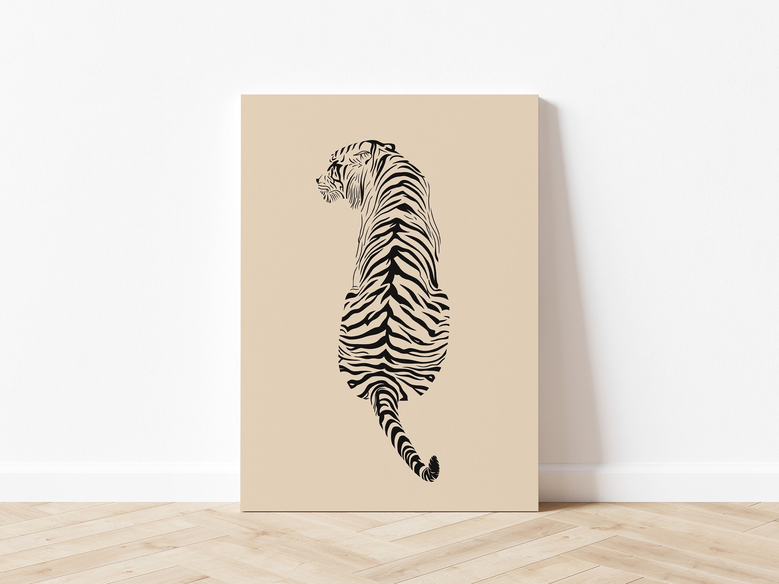 Minimalist Tiger Art Print Modern Tiger Art Neutral Wall | Etsy