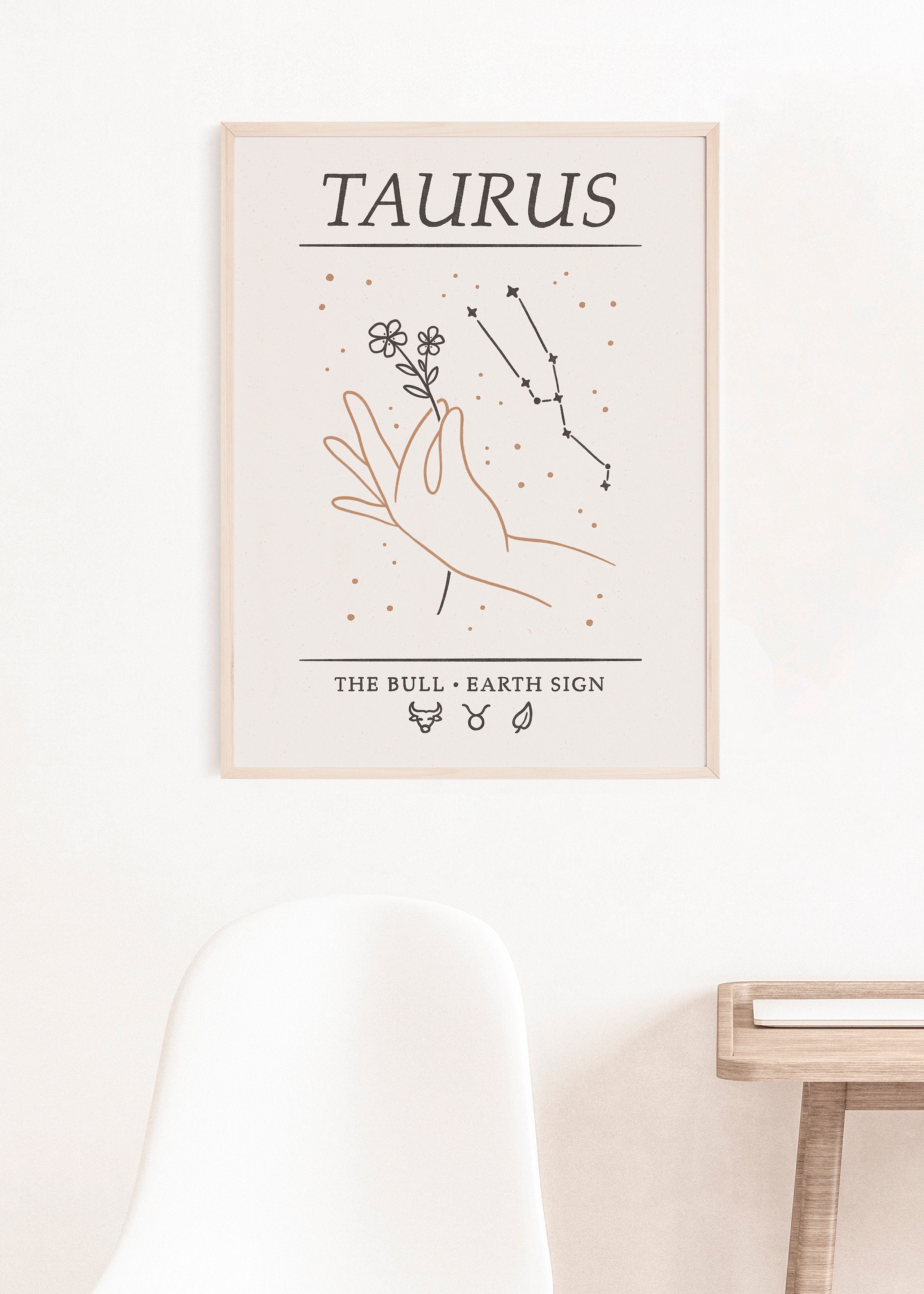 Taurus Inspired Zodiac Sign Poster Minimal Taurus Zodiac Sign | Etsy
