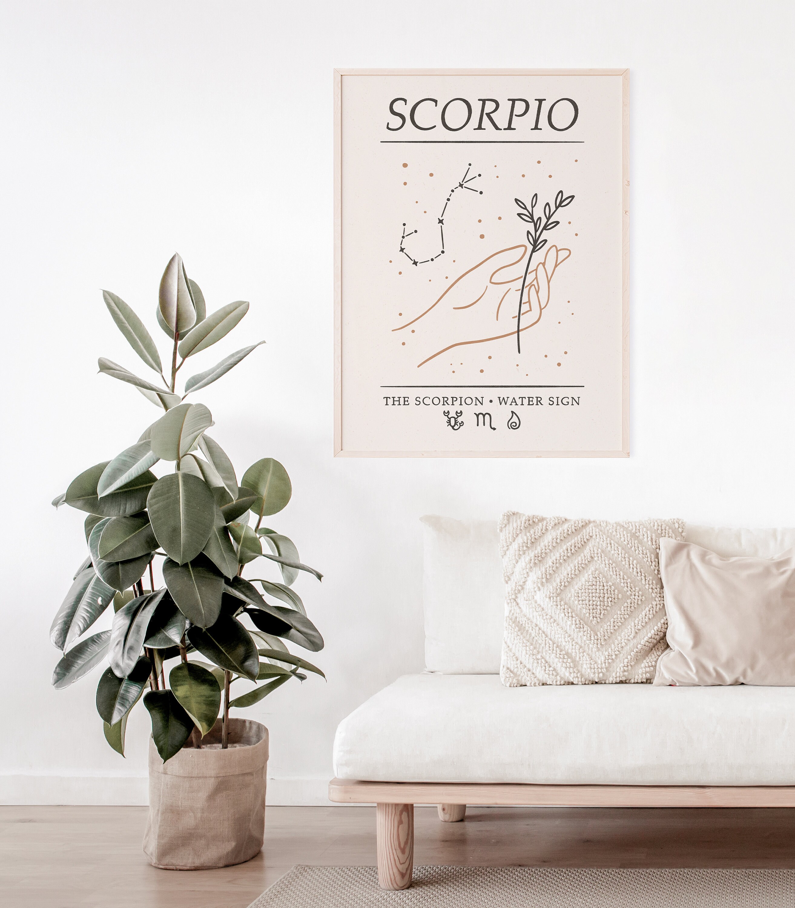 Scorpio Inspired Zodiac Sign Poster, Minimalist Scorpio Zodiac Sign ...