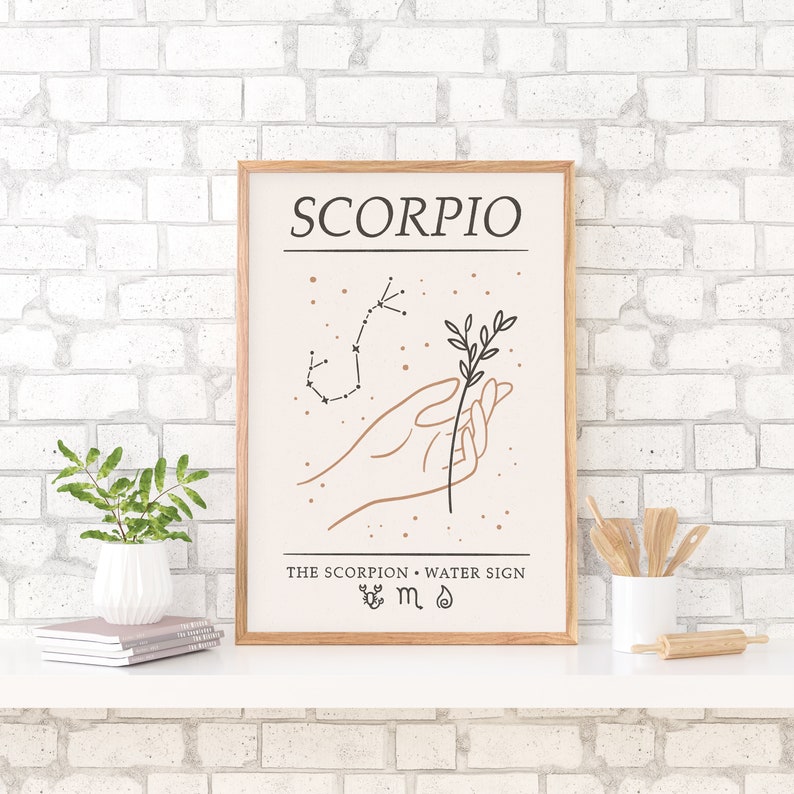 Scorpio Inspired Zodiac Sign Poster, Minimalist Scorpio Zodiac Sign ...