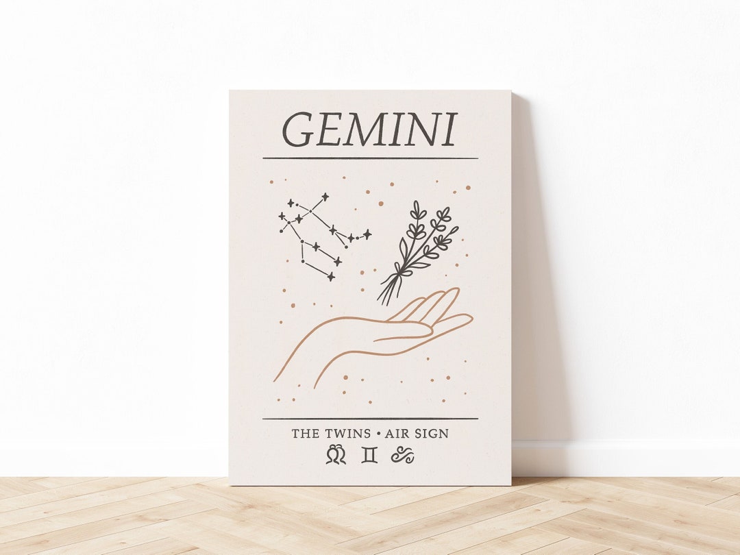 Gemini Inspired Zodiac Sign Poster, Minimalist Gemini Zodiac Sign ...