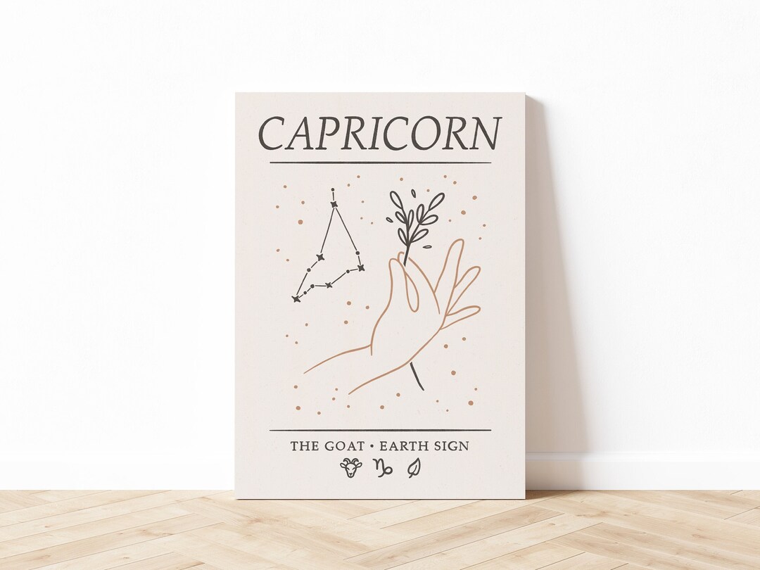 Capricorn Inspired Zodiac Sign Poster, Minimalist Capricorn Zodiac Sign ...