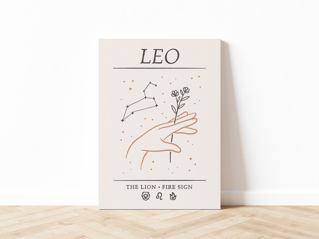 Leo Inspired Zodiac Sign Poster, Minimalist Leo Zodiac Sign ...