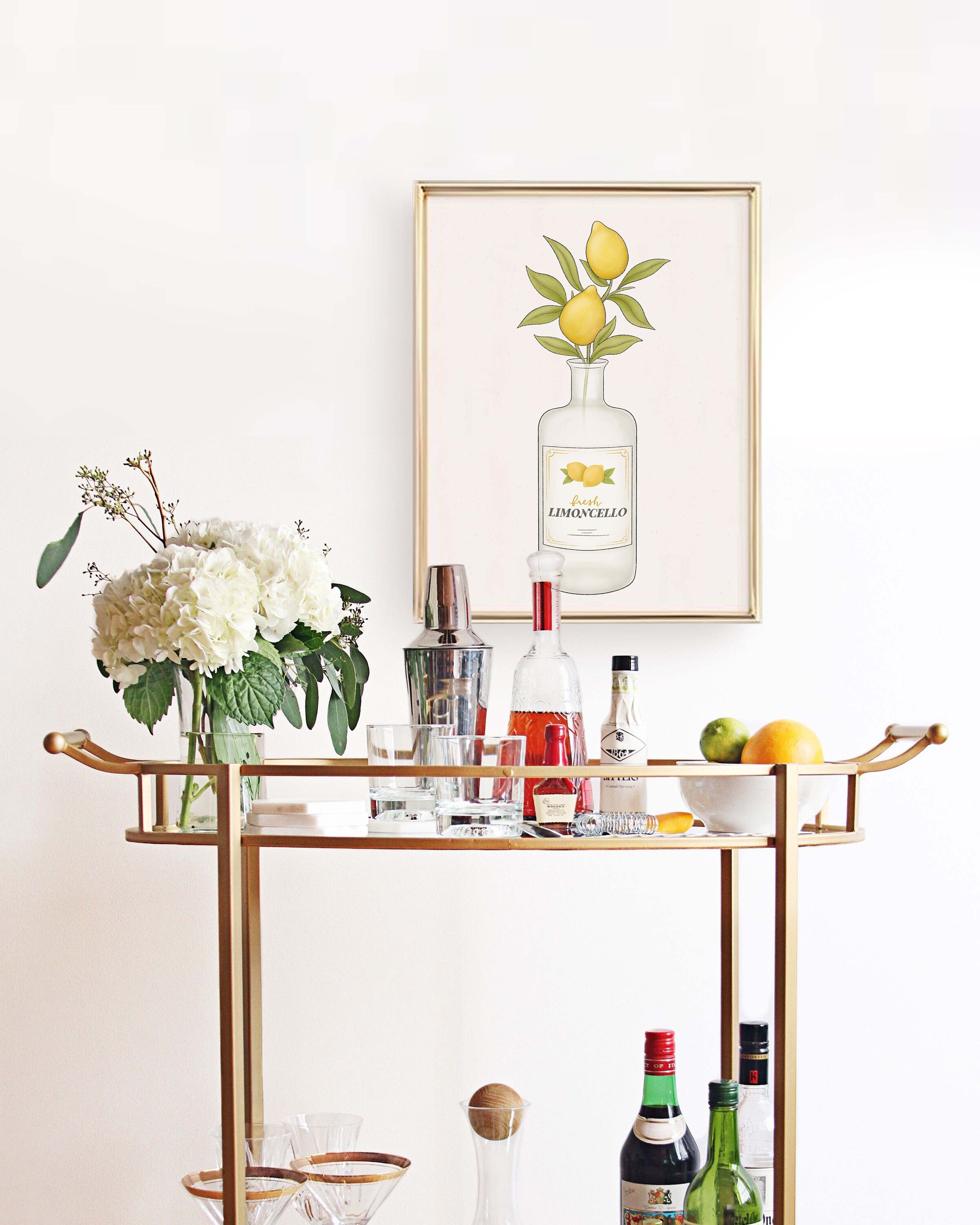 Liquor & Lemons Art Print Limoncello Wall Art Bar Art | Etsy
