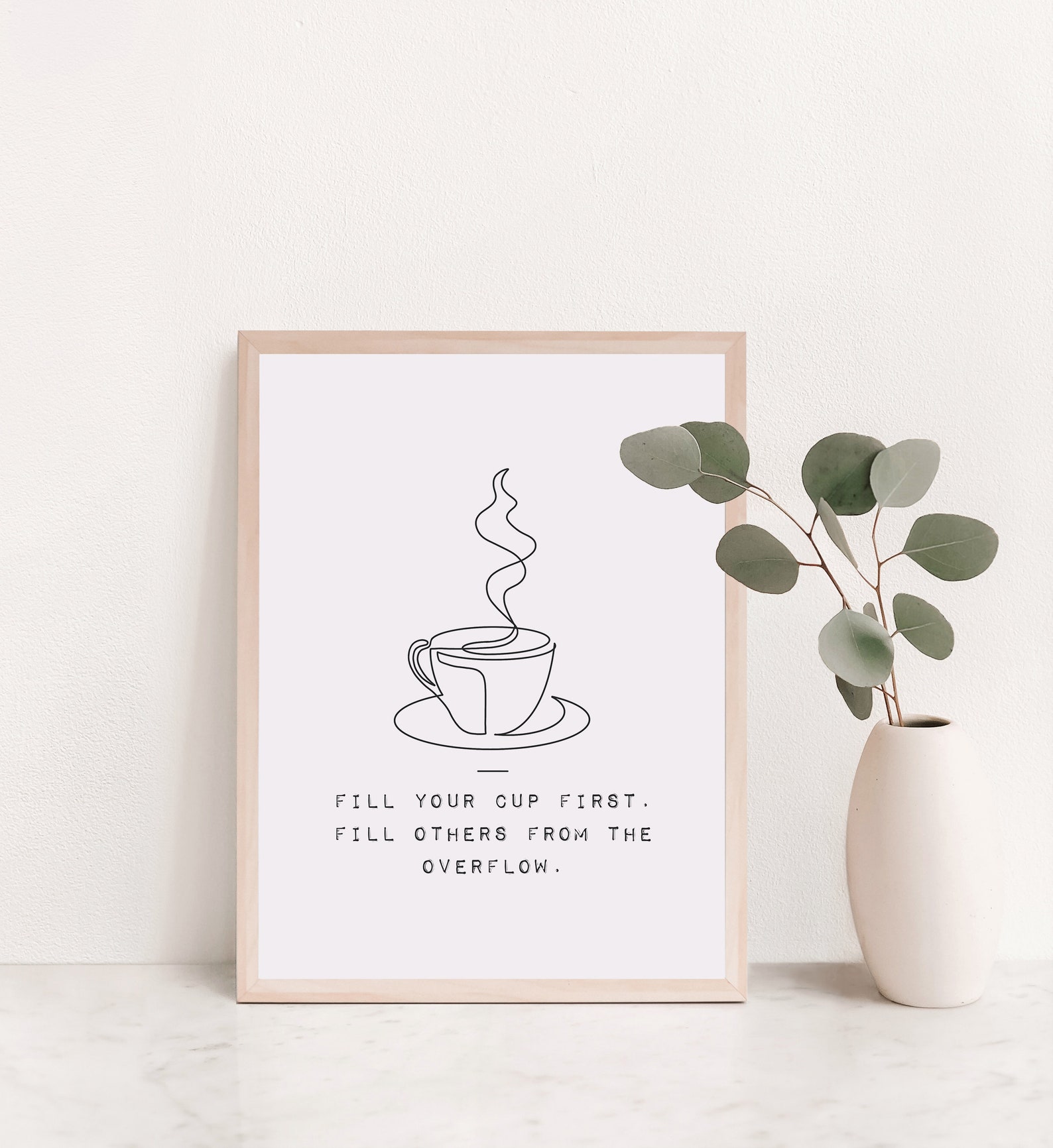 Fill Your Cup First Art Print Mental Health Wall Art Coffee | Etsy