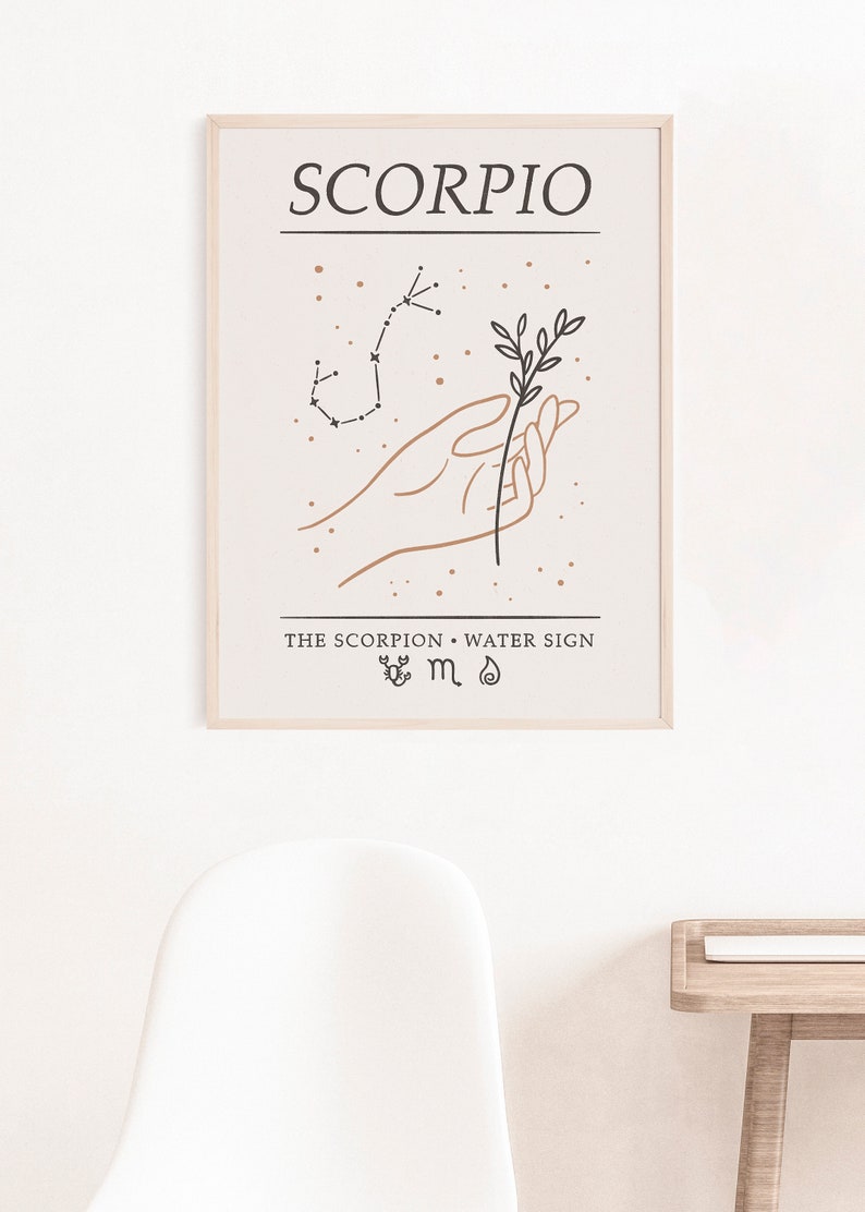 Scorpio Inspired Zodiac Sign Poster, Minimalist Scorpio Zodiac Sign ...