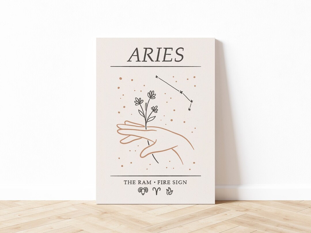 Aries Inspired Zodiac Sign Poster, Minimalist Aries Zodiac Sign ...