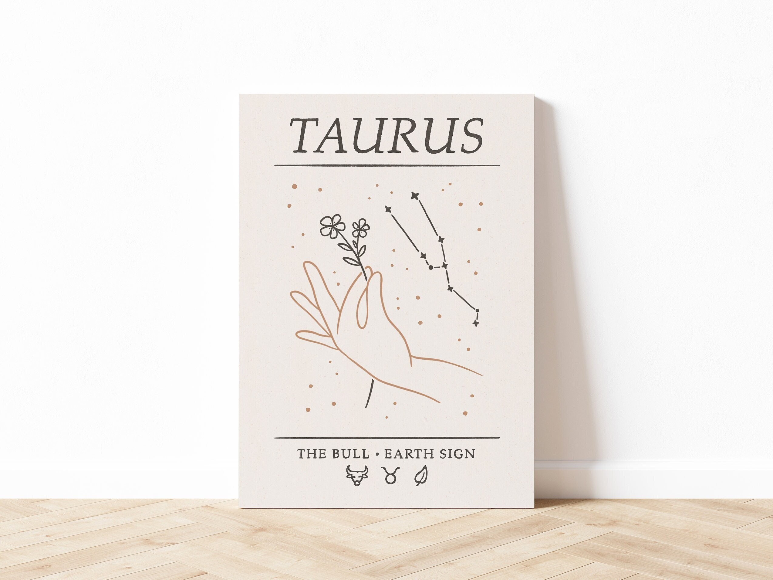 Taurus Inspired Zodiac Sign Poster Minimal Taurus Zodiac Sign | Etsy