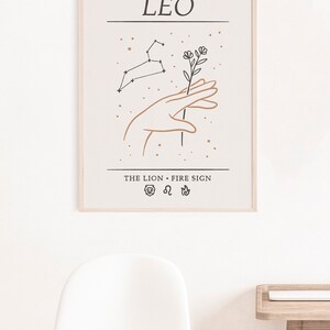 Leo Inspired Zodiac Sign Poster, Minimalist Leo Zodiac Sign ...