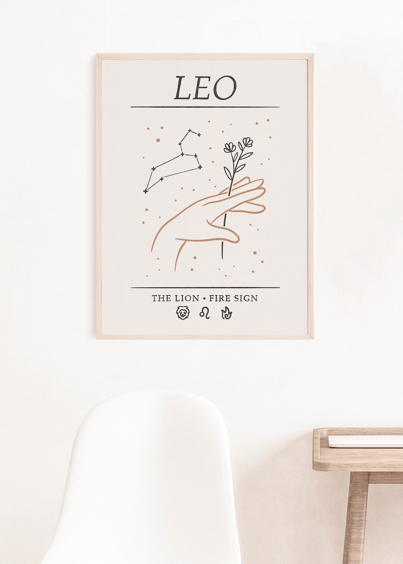 Leo Inspired Zodiac Sign Poster Minimalist Leo Zodiac Sign - Etsy