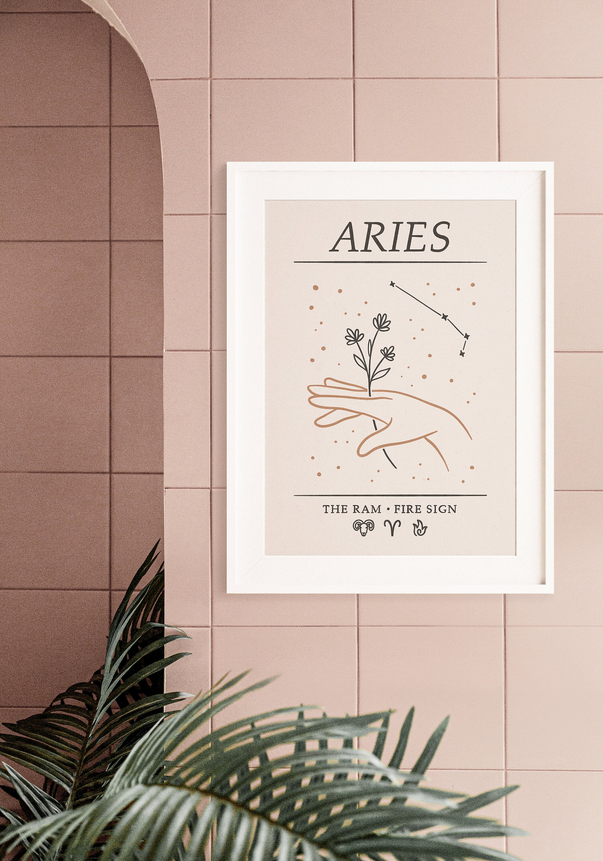 Aries Inspired Zodiac Sign Poster Minimalist Aries Zodiac | Etsy
