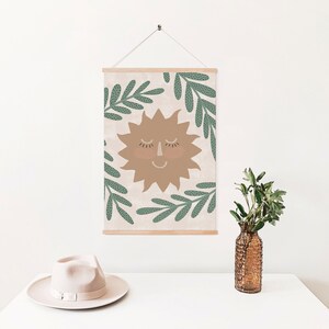 Happy Sun Art Print, Sun Face Illustration, Hippie Sun Art, Face Wall ...
