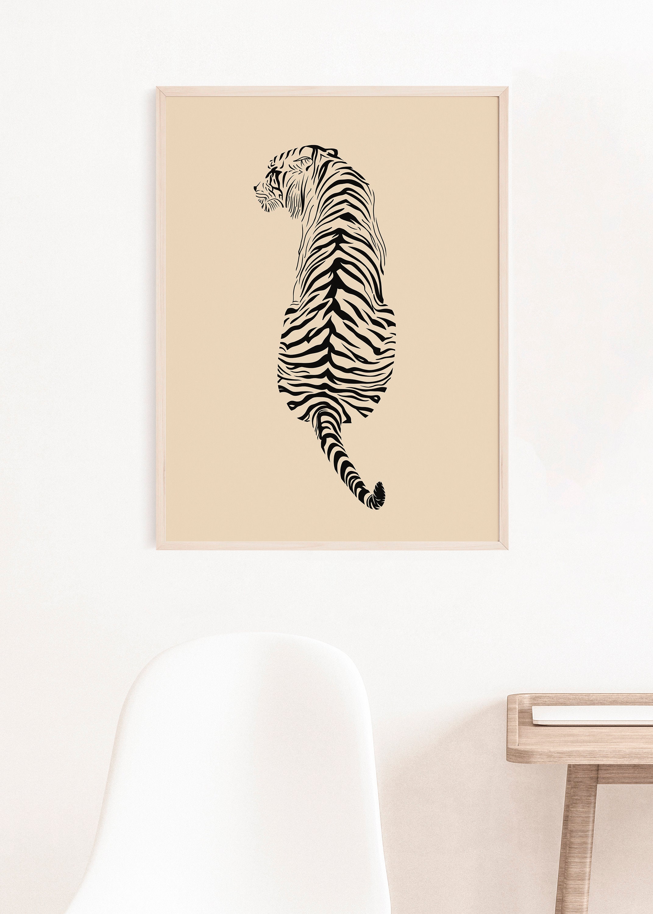 Minimalist Tiger Art Print Modern Tiger Art Neutral Wall | Etsy