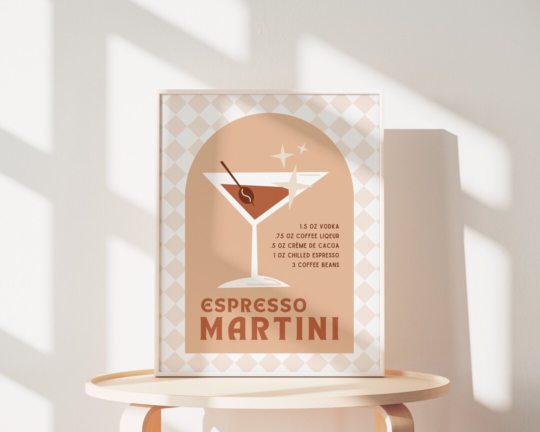 Espresso Martini Art Print, Retro Cocktail Art Print, Retro Bar Art ...