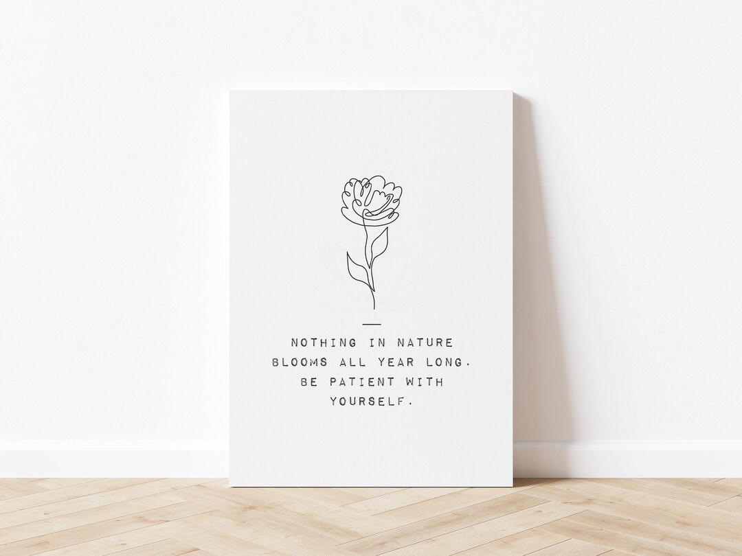 Be Patient With Yourself Art Print, Mental Health Wall Art, Coffee and ...