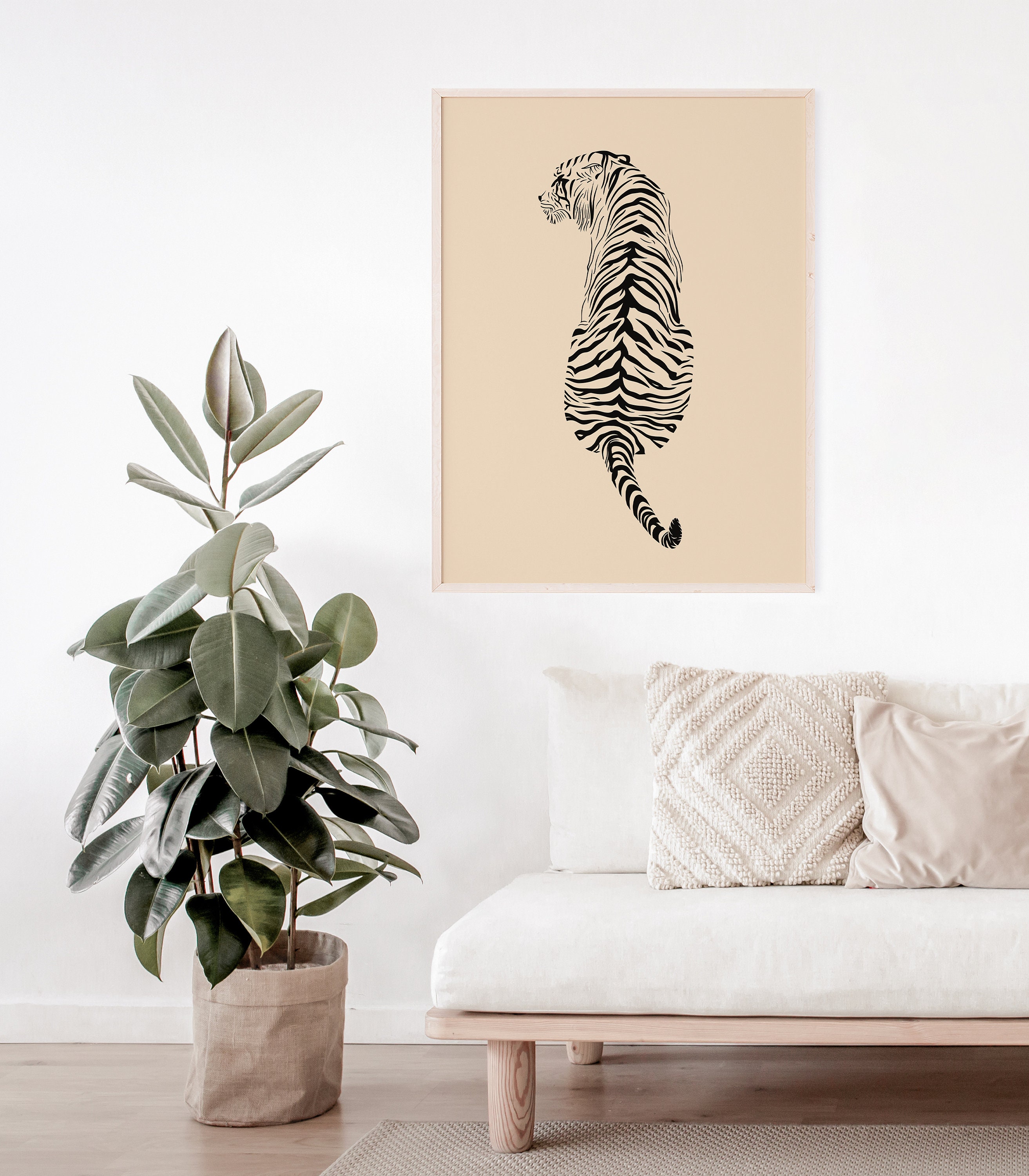 Minimalist Tiger Art Print Modern Tiger Art Neutral Wall - Etsy