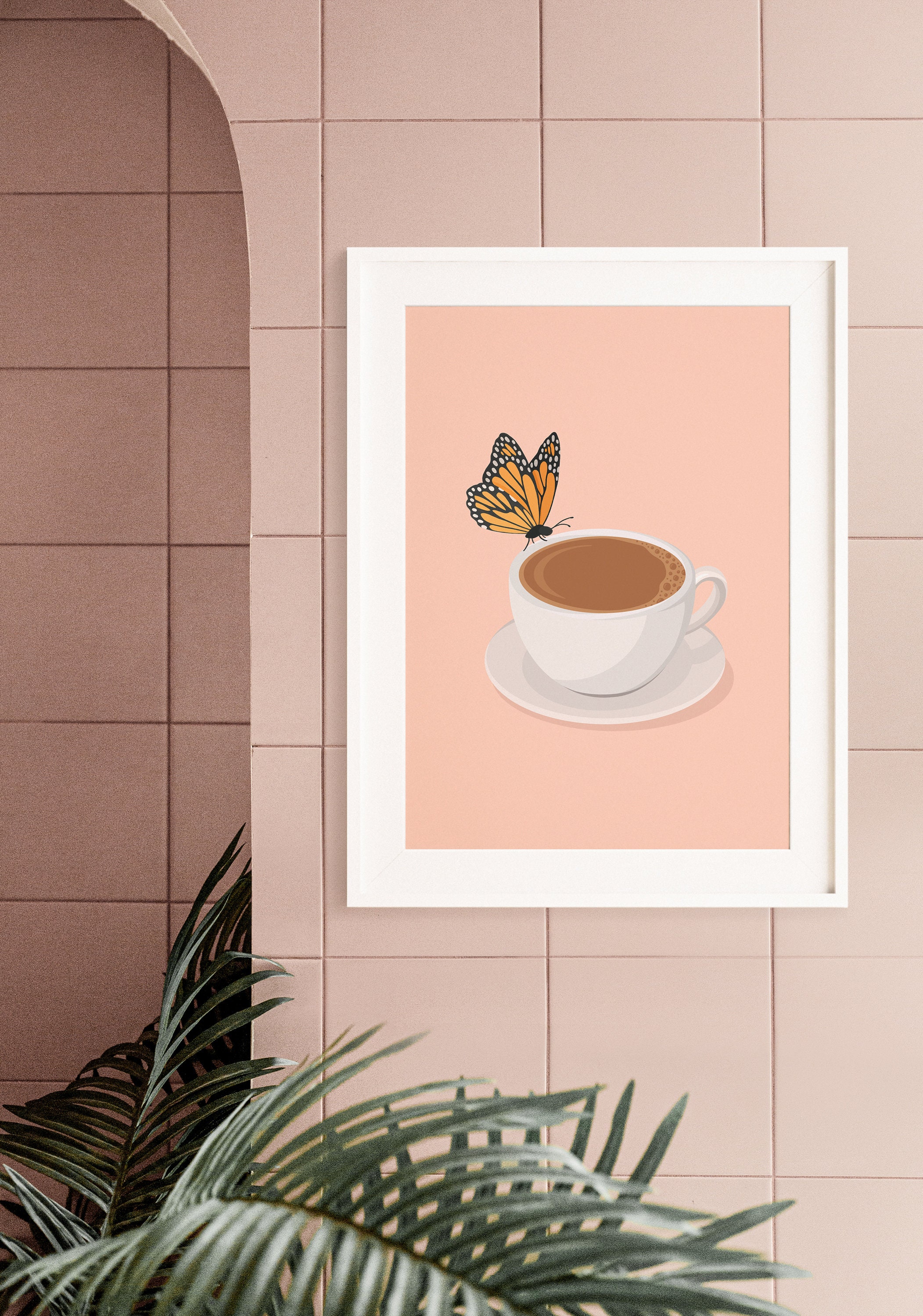 Butterfly & Coffee Illustration Coffee Art Print Butterfly - Etsy