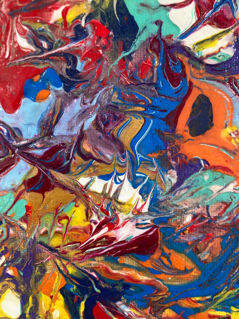 Abstract Jackson Pollock Inspired Acrylic Painting: Colorful Mini Wall ...