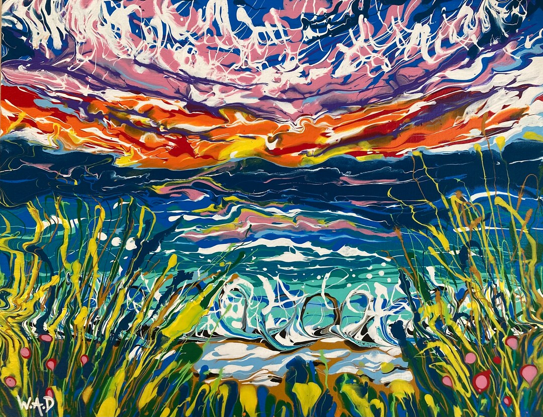 Abstract Sunset Beach Painting,original Acrylic Impressionist Painting ...