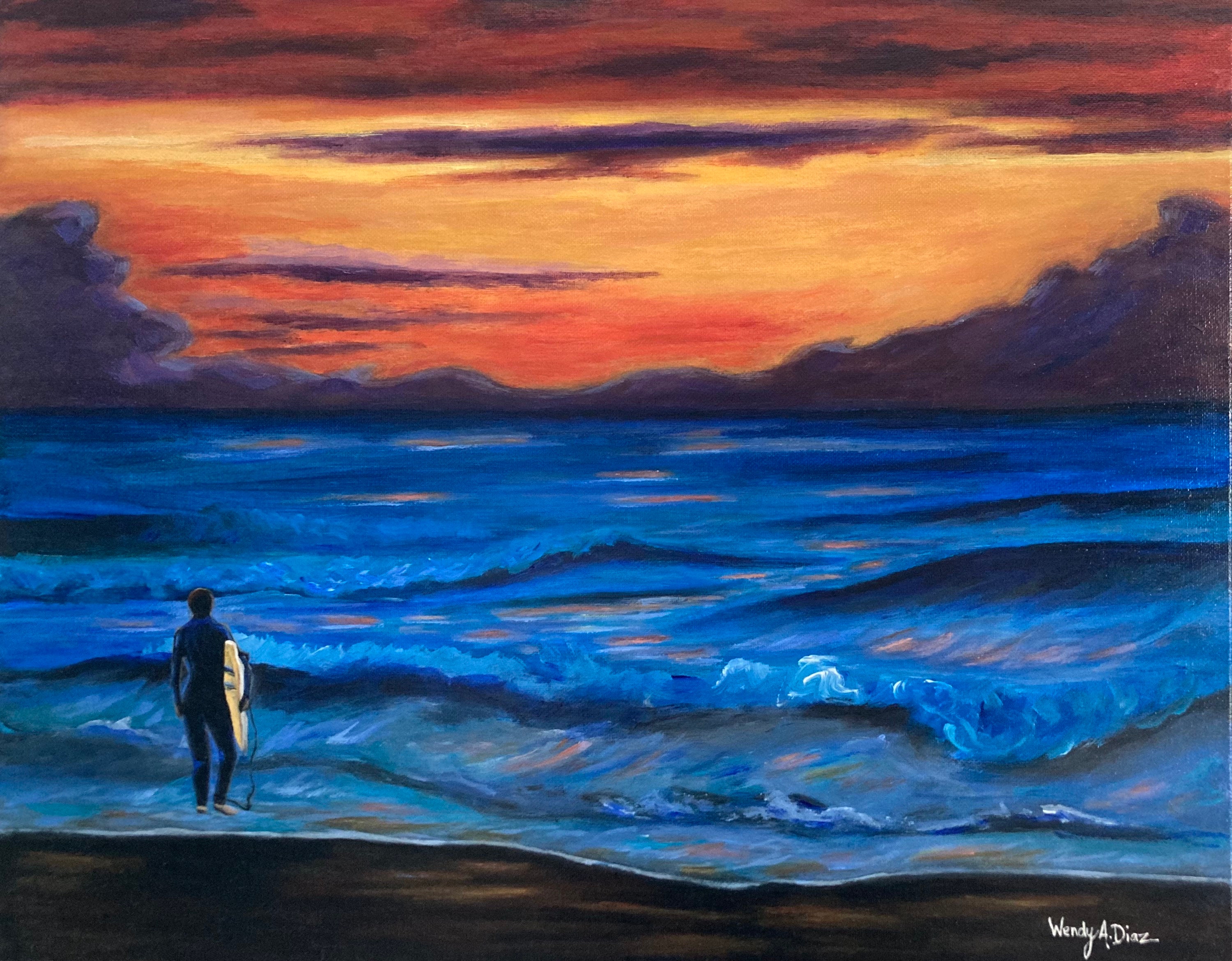 Abstract Beach Painting Sunset