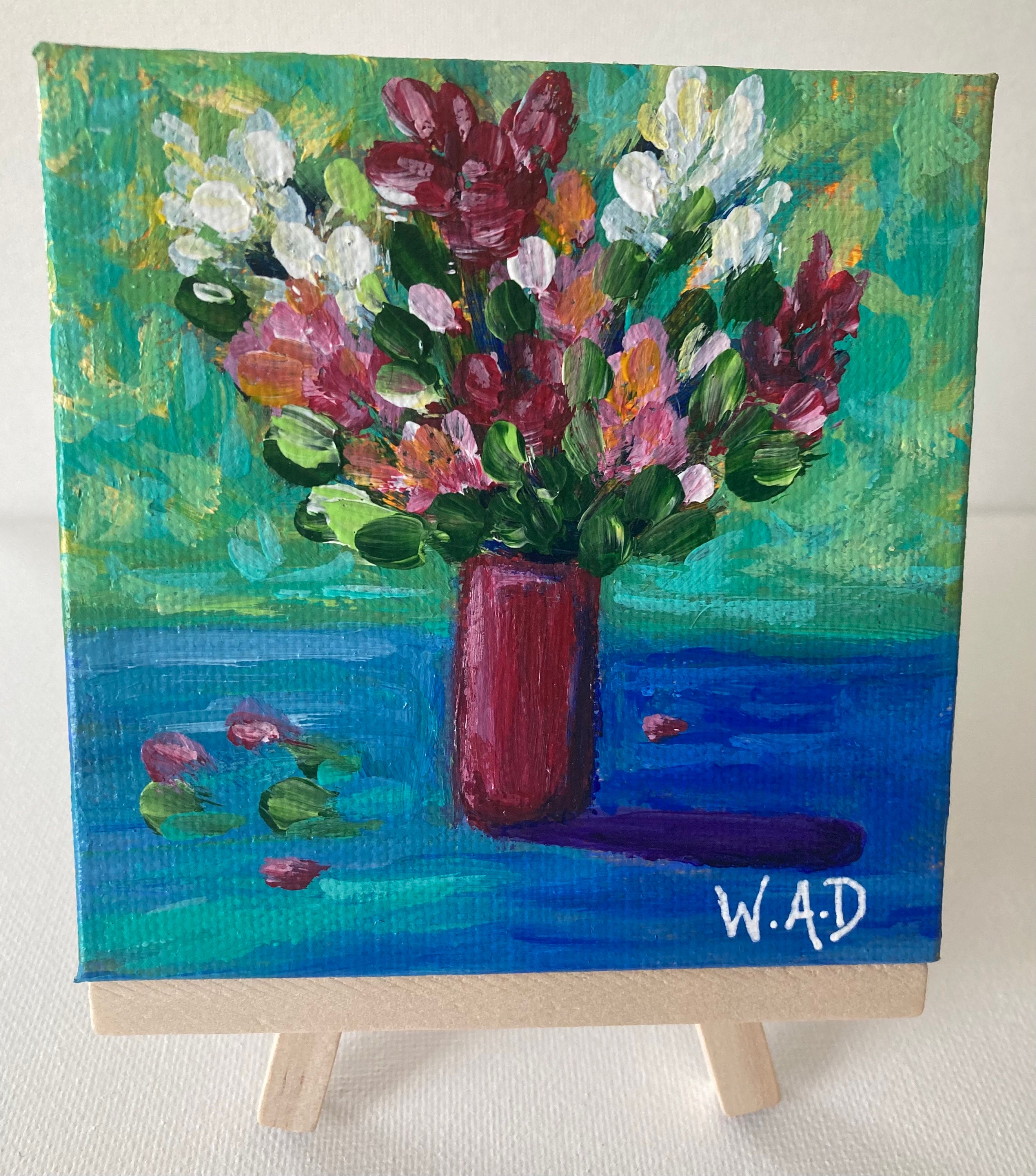 Spring Flowers Miniature Original Acrylic Painting on Canvas,flowers ...