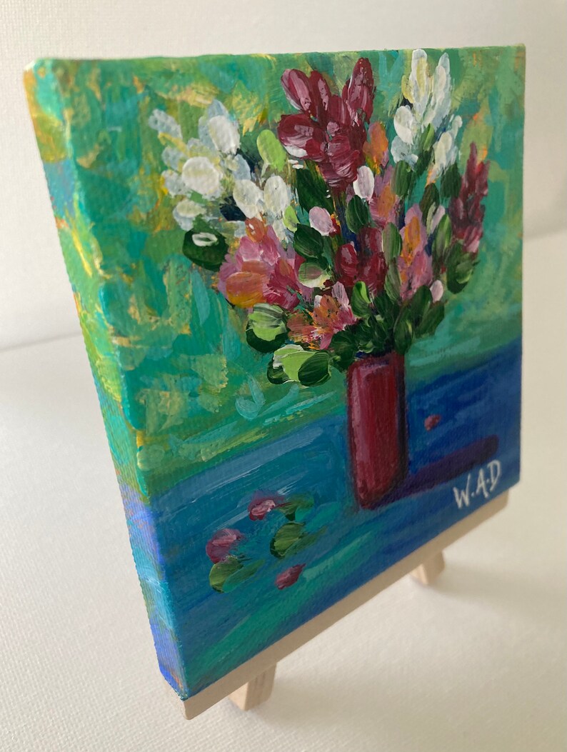Spring Flowers Miniature Original Acrylic Painting on Canvas,flowers ...