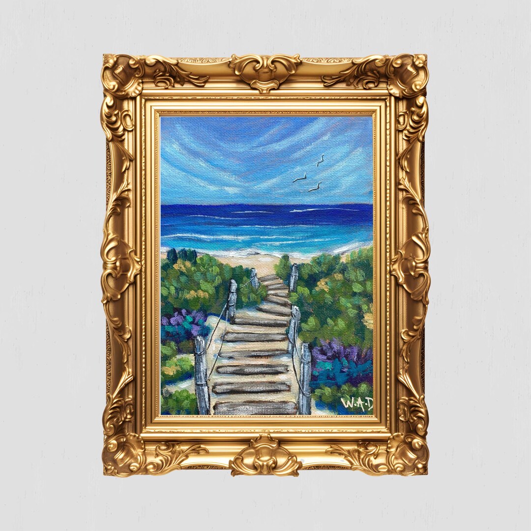 Abstract Ocean Beach Path Painting,original Acrylic Impressionist Ocean ...