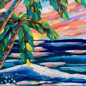 Abstract Sunset Palm Tree Beach Landscape Painting,original Acrylic ...