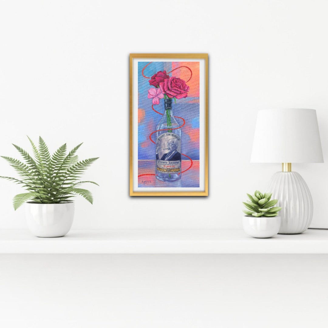 Pappy Van Winkle's Bourbon (fine Art Print) Bourbon Bottle and Rose ...