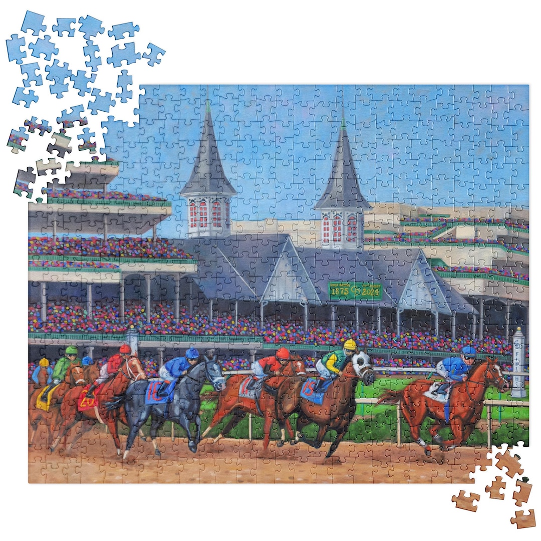 Jigsaw Puzzle - "kentucky Derby First Turn" (artwork Created by ...