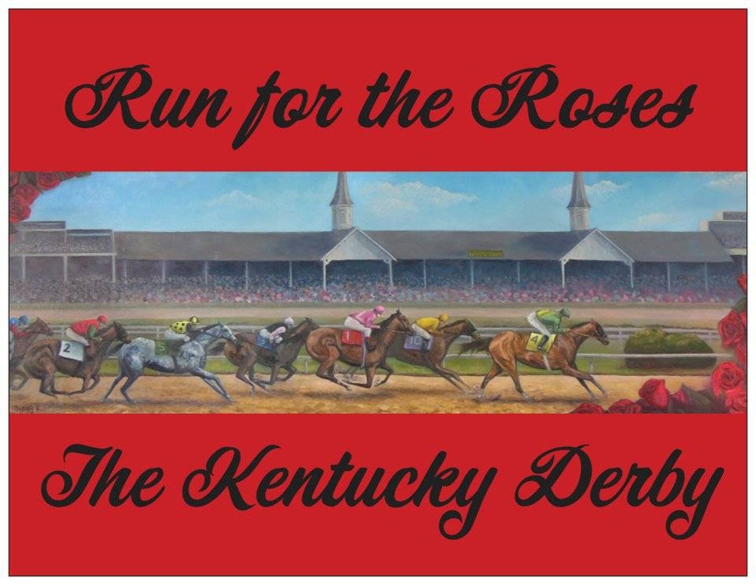 Run for the Roses the Kentucky Derby, Red Roses, Horse Racing Fine Art ...