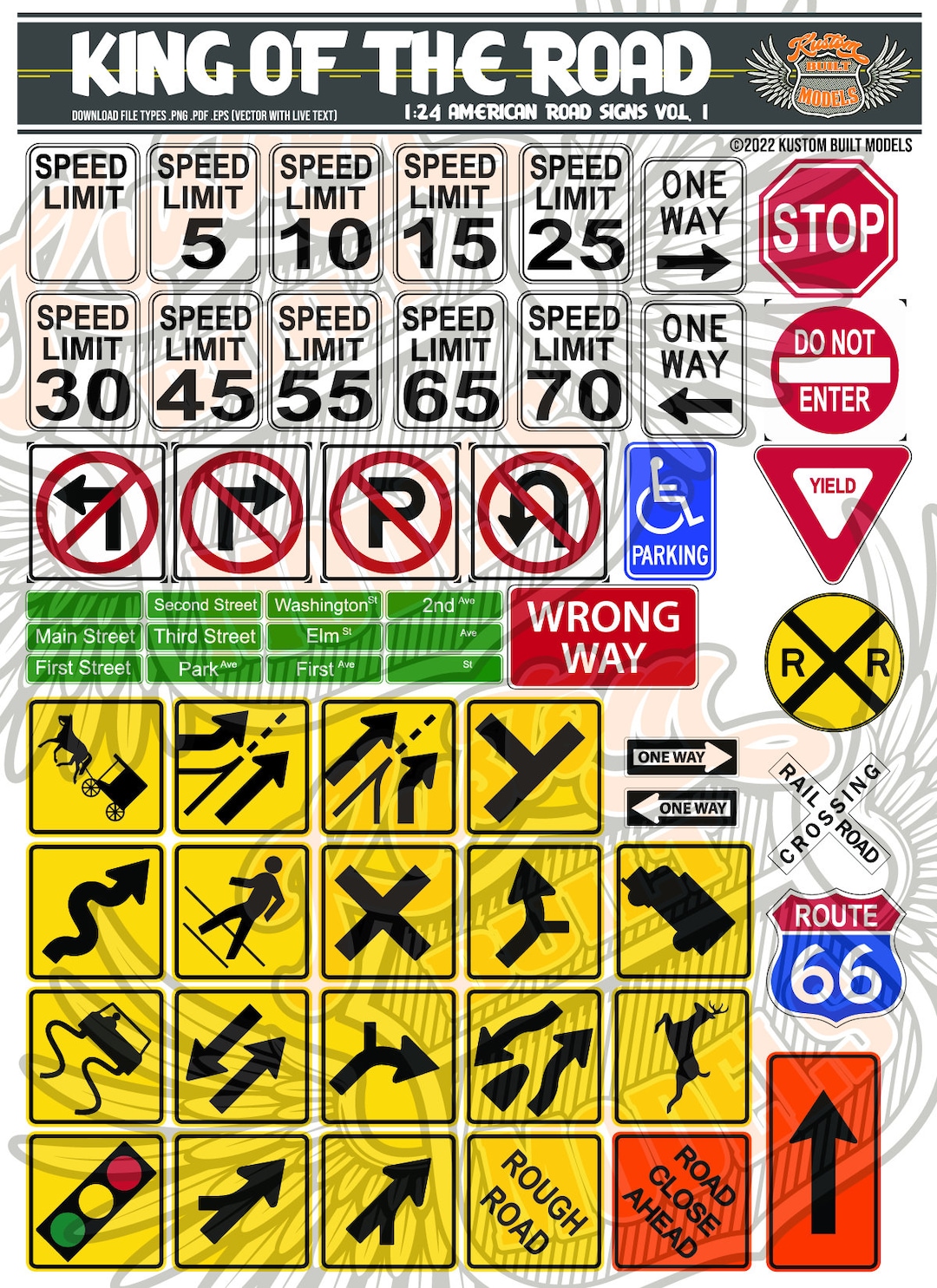 1:24 American Road Signs Digital Download Vector - Etsy