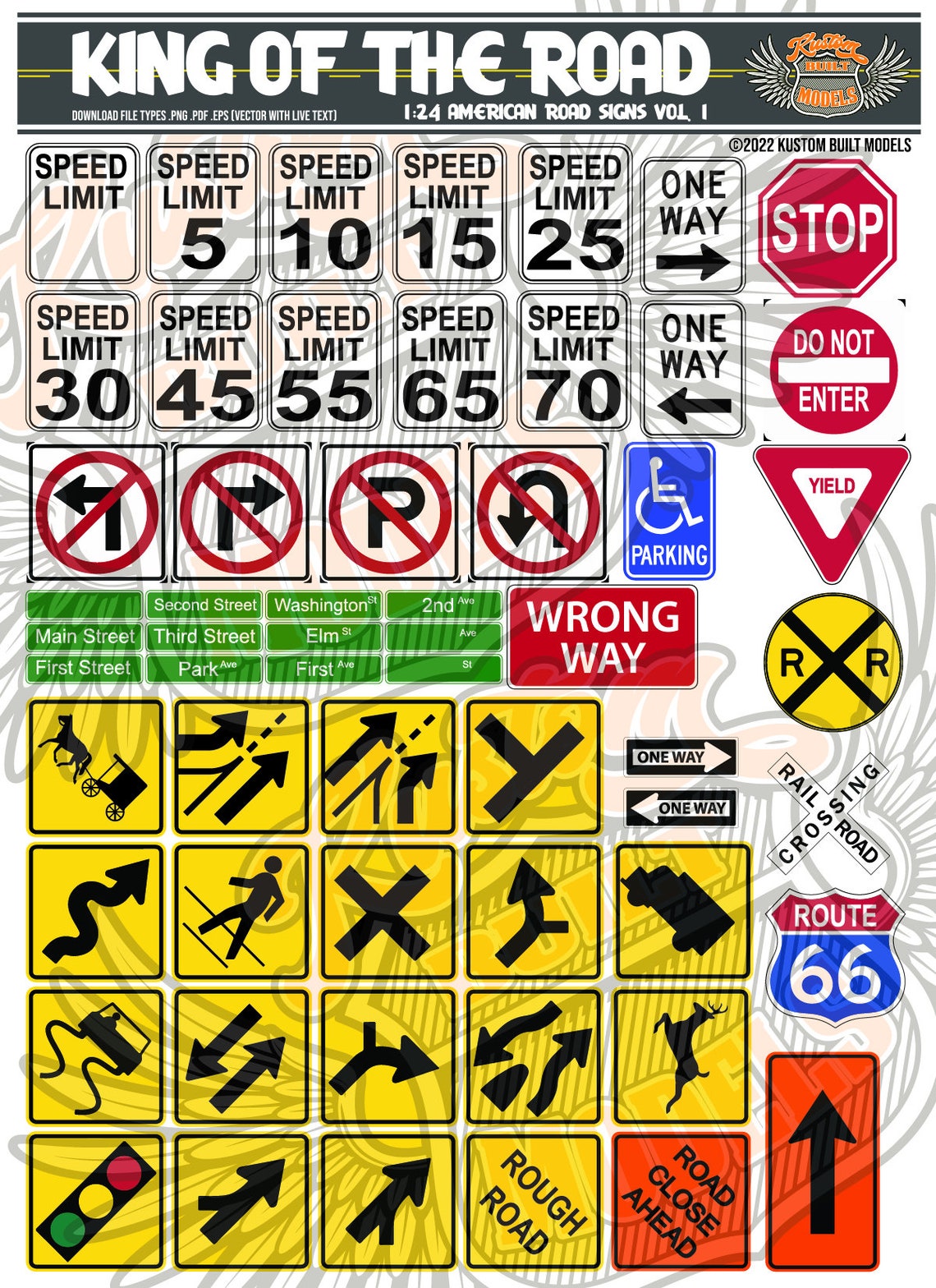 1:24 American Road Signs Digital Download Vector - Etsy