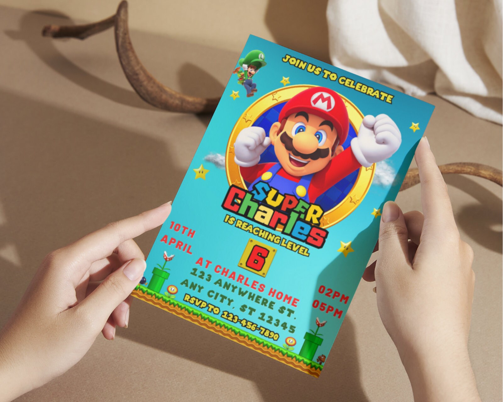 Super Mario Editable Invitation Card Adventures Customizable Invitation ...