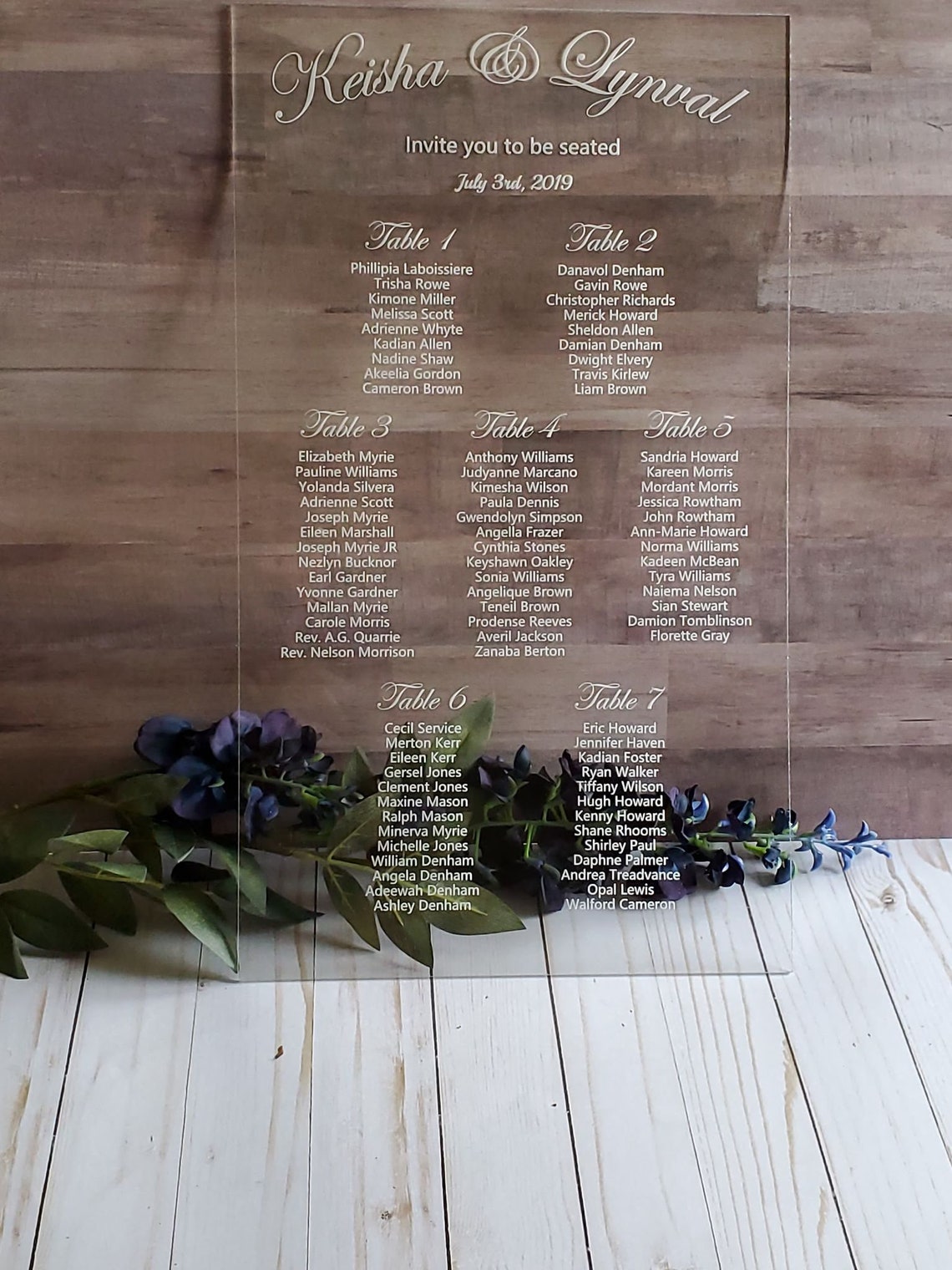 Acrylic Wedding Seating Chart Custom Laser Etched Wedding - Etsy