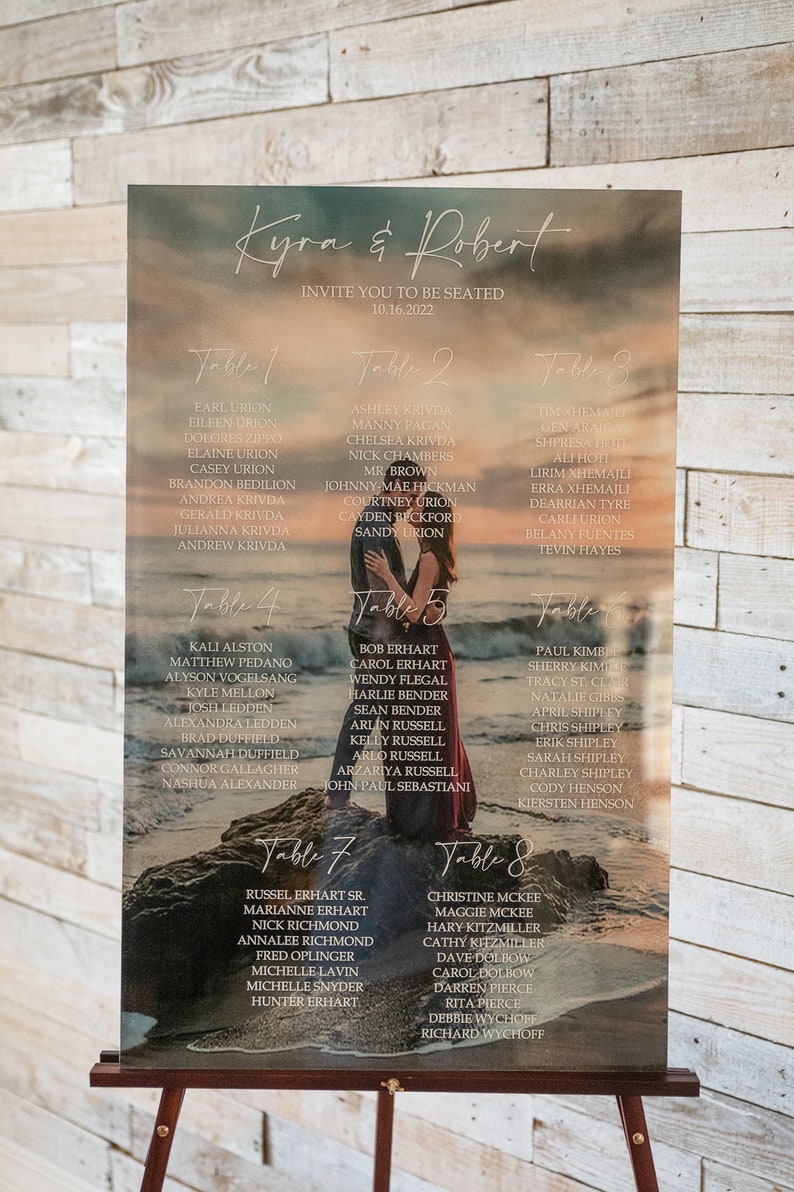 UV Printed Acrylic Seating Chart Showcasing Your Engagement or - Etsy