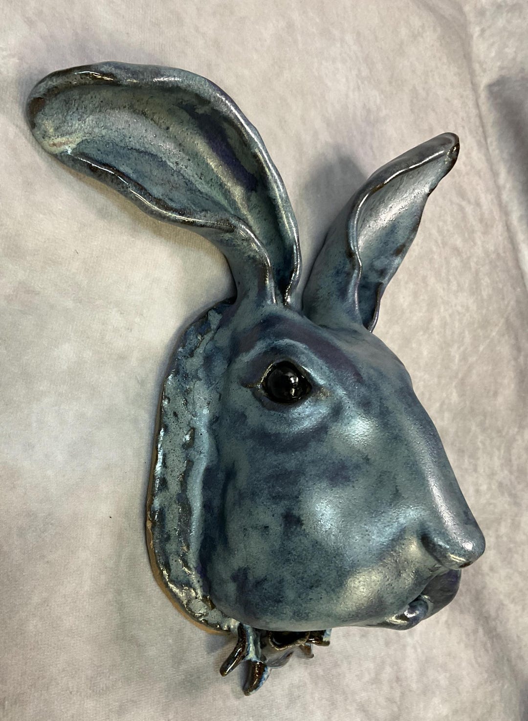 Big Gruff Looking Bunny to Hang on Your Wall, Glossy Surface, Ceramic ...